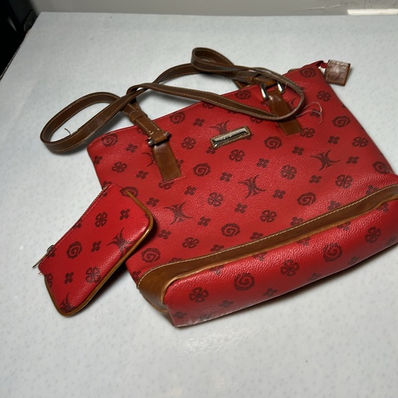 Rosetti | Bags | Rosetti Dark Red Purse With Leather Trim And Matching ...